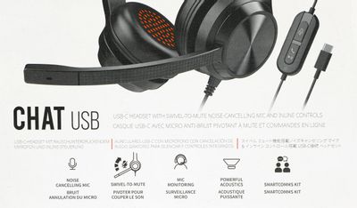 Гарнитура Creative Chat USB, для контактных центров, накладные, проводные, черный [51ef0980aa000 ...