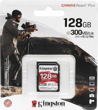 Карта памяти SDXC UHS-II U3 Kingston Canvas React Plus 128 ГБ, 300 МБ/с, Class 10, SDR2/128GB, 1 ...