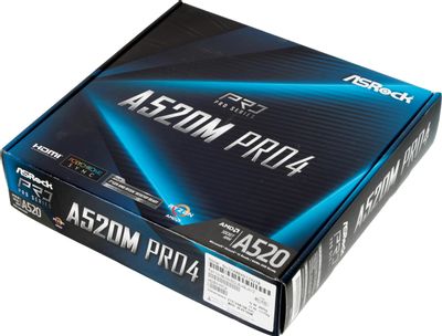Материнская плата ASRock A520M PRO4, SocketAM4, AMD A520, mATX, Ret ...