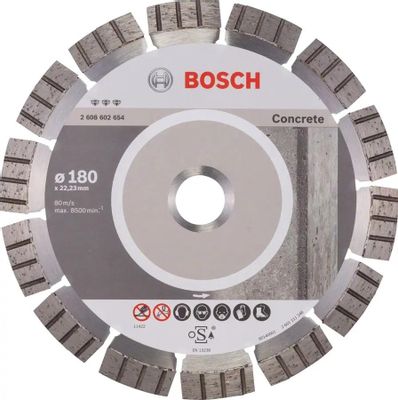 Характеристики Алмазный диск Bosch 2608602654, по бетону, 180мм, 22 ...