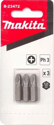 Характеристики Набор бит Makita B-23472, шестигранный, 3шт (1623917 ...