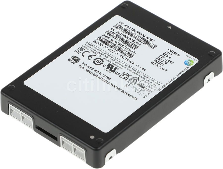 Характеристики Накопитель SSD Samsung 1 SAS, 2.5" [mzilt960hbhq-00007 ...