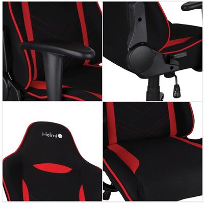 Кресло игровое HELMI Winner, на колесиках, ткань, черный/красный ...