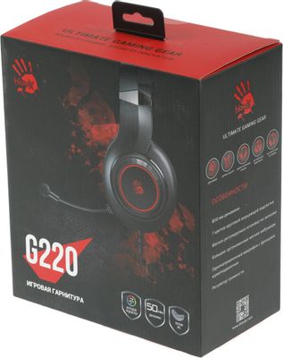 Гарнитура игровая A4TECH Bloody G220, для компьютера, мониторные, проводные, черный [g220 aux3.5 ...