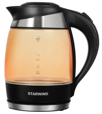 Чайник электрический StarWind SKG2212, 2200Вт, оранжевый и черный ...
