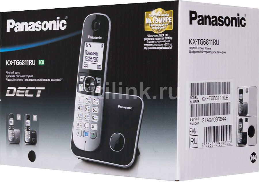 Радиотелефон Panasonic KX-TG6811RUB, черный – купить в Ситилинк | 786158