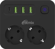 Сетевой фильтр Ritmix RM-023PD, черный – купить в Ситилинк | 2087243