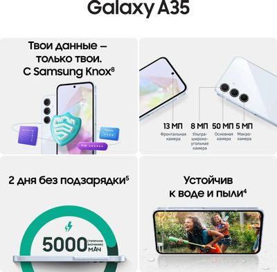 6.6" Смартфон Samsung Galaxy A35 5G 8/256Gb, SM-A356E, NFC, AMOLED ...