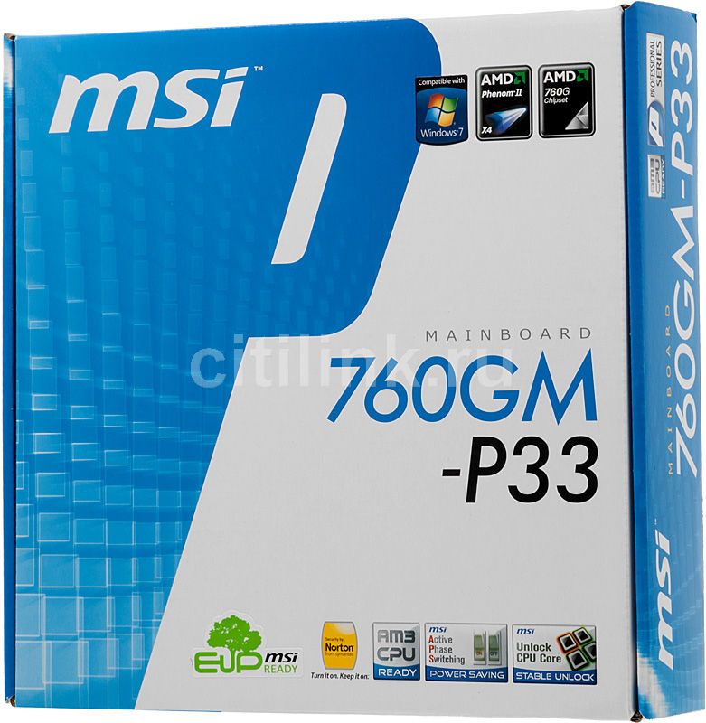 Обзор товара материнская плата MSI 760GM-P33, SocketAM3, AMD 760G, mATX ...