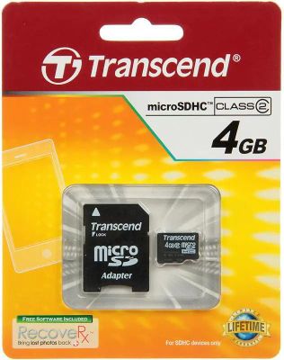 Карта памяти microSDHC Transcend 4 ГБ, Class 2, TS4GUSDHC2, 1 шт., переходник SD – купить в ...