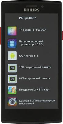 Смартфон Philips S337 8Gb, черный – купить в Ситилинк | 341689