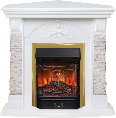 Характеристики Электрокамин REALFLAME Athena Corner GR STD/EUG/24/25,5 WT+Majestic Lux Brass ...