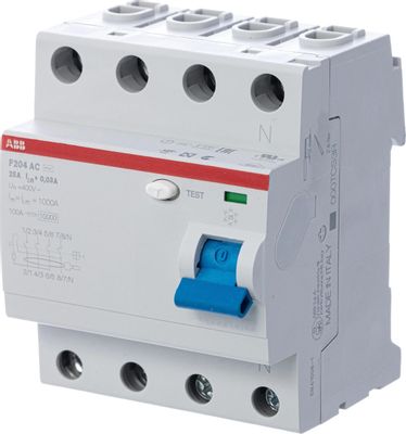 Выключатель дифф.тока УЗО ABB F204 AC (2CSF204001R2400) 40A 10kA 100мА AC 4П 230/400В 4мод белый ...