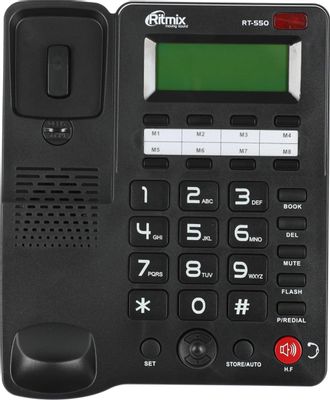 Характеристики Проводной телефон Ritmix RT-550, черный (1621888) смотреть в СИТИЛИНК