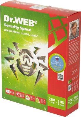 Антивирус Dr.Web Security Space 2 ПК 1 год Новая лицензия BOX [bhw-b ...