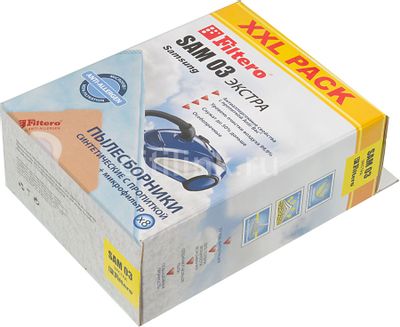 Характеристики Пылесборники Filtero SAM 03 XXL Экстра, пятислойные, 8 ...