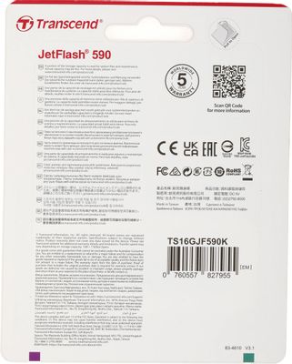 Флешка USB Transcend Jetflash 590 16ГБ, USB2.0, черный [ts16gjf590k ...