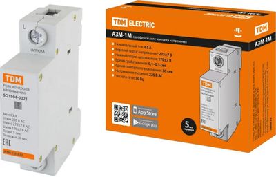 Характеристики Реле напряжения TDM ELECTRIC АЗМ-1М-63А, 1-фазное, 220В ...