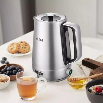 Чайник электрический KitFort КТ-6182, 2200Вт, серебристый и черный – купить в Ситилинк | 1984914