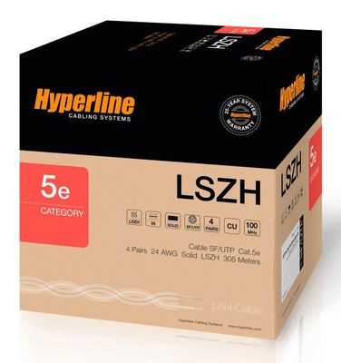 Аксессуары для кабель информационный Hyperline кат.5E, 305м, серый [sfutp4-c5e-s24-in-lszh-gy ...