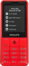 Характеристики Сотовый телефон Philips Xenium E169, красный (1148577) смотреть в СИТИЛИНК