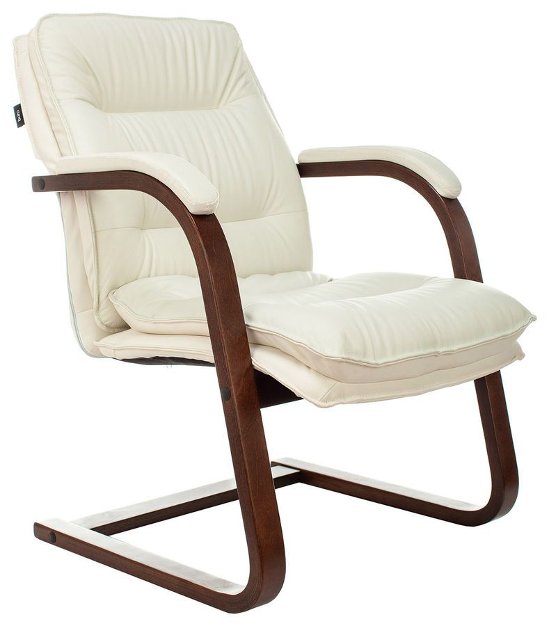Кресло Бюрократ T-9927WALNUT-AV, на полозьях, кожа, слоновая кость [t ...