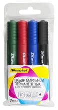 Набор маркеров перманентных Silwerhof Prime, 4 цвет., скошенный пишущий ...
