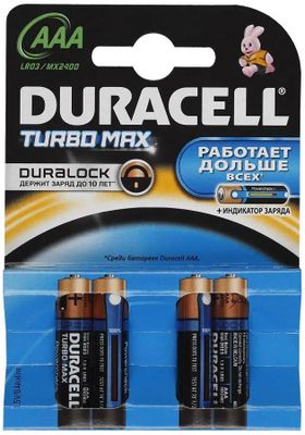 Характеристики AAA Батарейка Duracell Turbo MAX LR03-4BL, 4 шт. (728512 ...