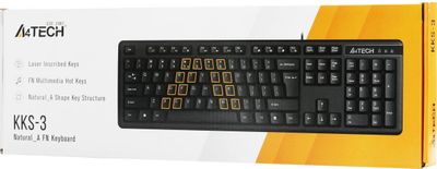 Клавиатура A4TECH KKS-3, проводная, USB, мембранная, черный – купить в ...