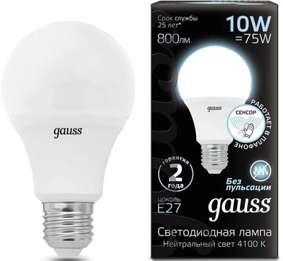 Характеристики Лампа LED GAUSS E27, груша, 10Вт, 102502210-M, одна шт ...
