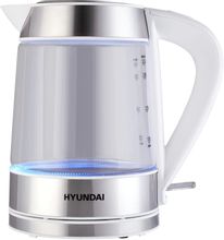 Чайник электрический Hyundai HYK-G3606, 2200Вт, белый и прозрачный ...