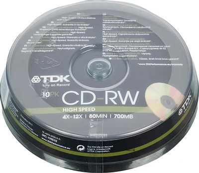 Обзор товара оптический диск CD-RW TDK 700МБ 12x, 10шт., cake box ...
