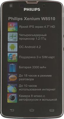 Обзор товара смартфон Philips Xenium W8510, серый (860504) в интернет-магазине СИТИЛИНК
