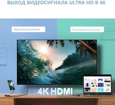 Порт-репликатор UGREEN CM195, серый [70411] – купить в Ситилинк | 1840181