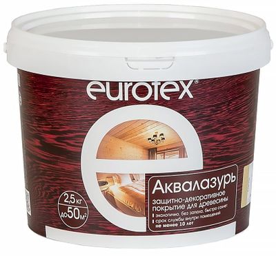 Характеристики Пропитка EUROTEX Аквалазурь, палисандр, 2.5л [80125 ...