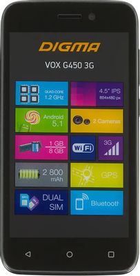 Смартфон Digma G450 3G VOX, графит – купить в Ситилинк | 361162