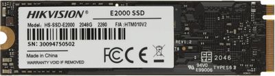 SSD накопитель Hikvision E2000 HS-SSD-E2000/2048G Hiksemi 2ТБ, M.2 2280, PCIe 3.0 x4, NVMe, M.2 ...