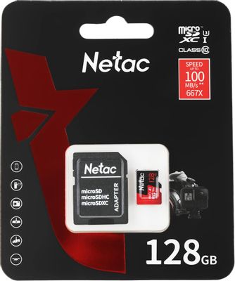 Карта памяти microSDXC UHS-I U3 NETAC P500 Extreme Pro 128 ГБ, 100 МБ/с ...