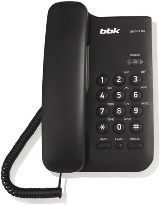 Характеристики Проводной телефон BBK BKT-74 RU, черный(восстановленный ...