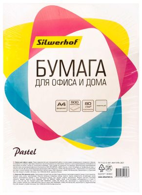Аксессуары для бумага Silwerhof A4, 500л, 80г/м2, желтая пастель ...