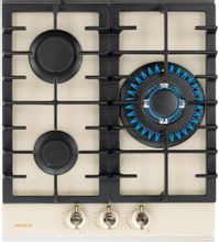 Характеристики Газовая варочная панель AVEX HM 4534 RY, 3 конфорки, закаленное стекло, бежевый ...