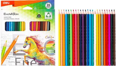 Карандаши Deli Enovation EC113-24 EC113-24, трехгранный, пластик, 24 цв ...