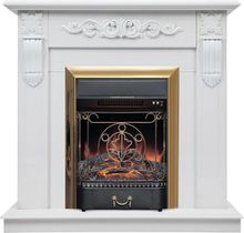 Обзор товара электрокамин REALFLAME Dominica STD/EUG WT+Majestic Lux Brass белый (1712192) в ...