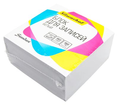 Блок для записей бумажный Silwerhof Стандарт, 701019, 90х90х45, белый ...