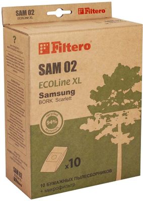 Обзор товара пылесборники Filtero SAM 02 ECOLine XL, бумажные, 10 шт ...