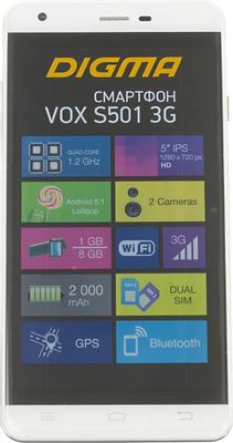 Смартфон Digma S501 3G + Navitel VOX, белый – купить в Ситилинк | 1009320