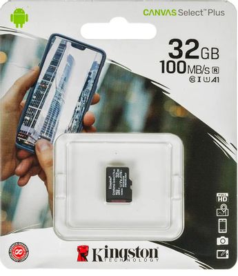 Карта памяти microSDHC UHS-I U1 Kingston Canvas Select Plus 32 ГБ, 100 МБ/с, Class 10, SDCS2 ...