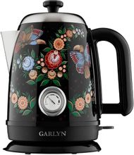 Чайник электрический GARLYN Flower Grace K-400, 2200Вт, черный и синий ...