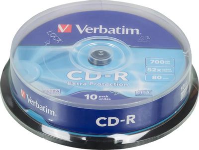 Оптический диск CD-R Verbatim 700МБ 52x, 10шт., cake box [43437 ...