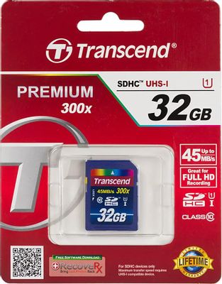 Карта памяти SDHC UHS-I Transcend 32 ГБ, Class 10, TS32GSDU1, 1 шт ...